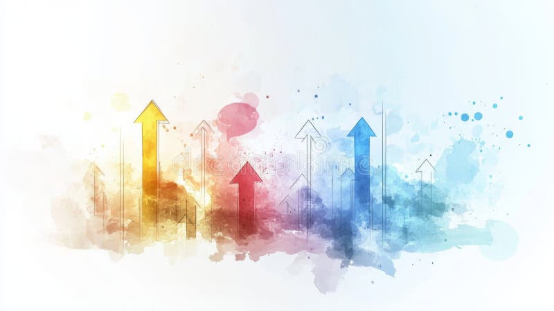 The Image Presents an Abstract Illustration of Multicolored Arrows ...