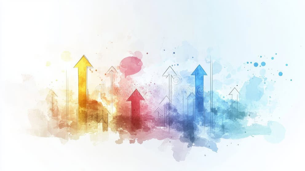 The Image Presents an Abstract Illustration of Multicolored Arrows ...