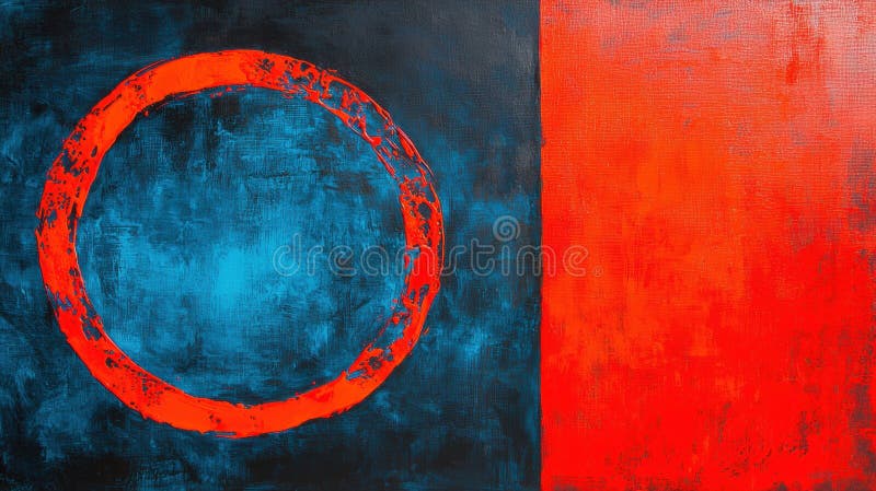 A Bold Red Circle on a Dark Blue Background. Stock Photo - Image of ...