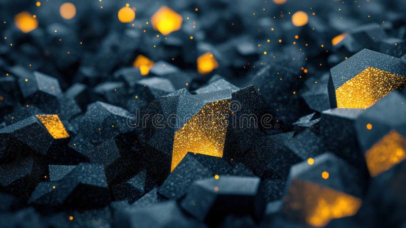 Abstract Glowing Crystalline Structures with Thermal Effects on Dark ...