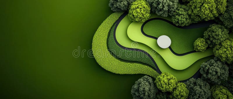 A Golf Course with a Hole and a White Ball. Stock Photo - Image of ...
