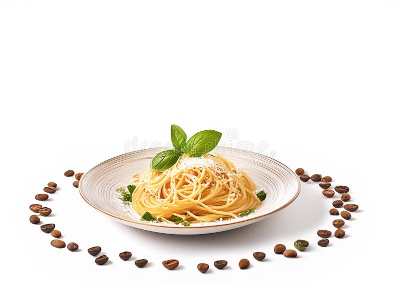 Exquisite Spaghetti Arrangement with Grated Cheese and Basil. AI ...