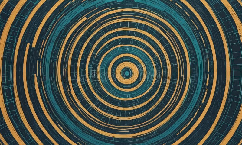 Digital Spiral Pattern with Concentric Circles in Shades Blue and ...
