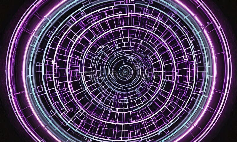 Digital Spiral Pattern with Alternating Purple and Blue Lines, Creating ...