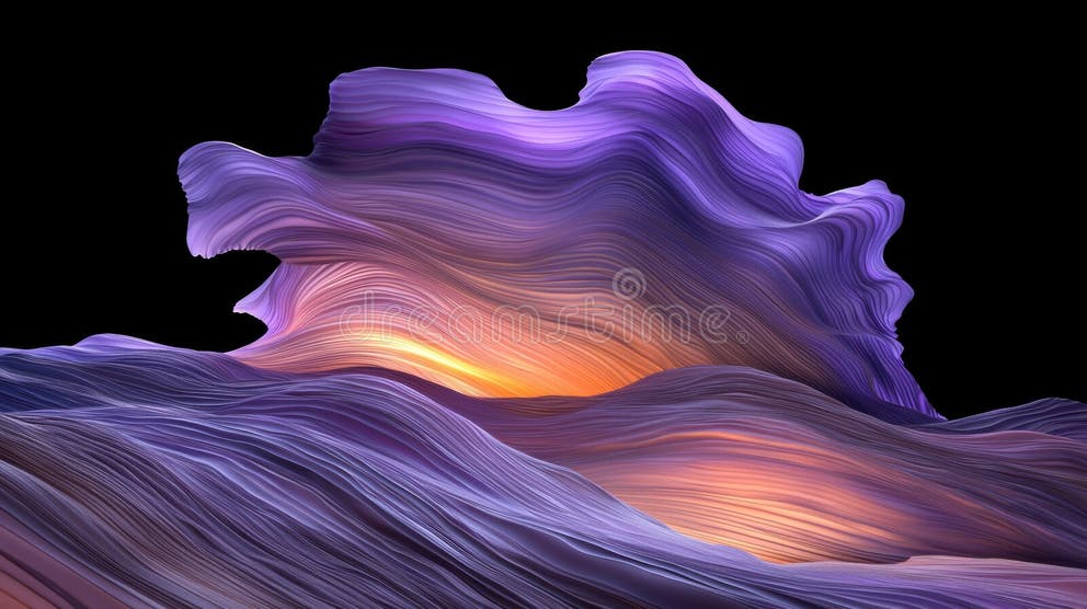 A Digital Illustration of a Wave-like Form with a Gradient of Purple ...