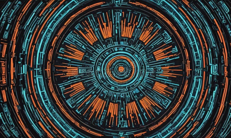 Digital Complex, Abstract Pattern with Concentric Circles and Lines in ...