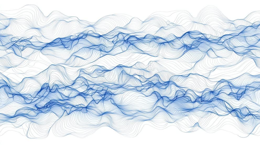 A Digital Illustration of Blue Wave Patterns on a White Background ...