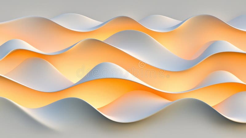 A 3D Rendering of a Wave-like Pattern in Orange and White. Stock ...