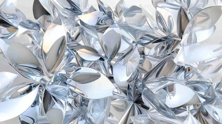 A Digital Rendering of a Cluster of Metallic, Reflective, and Shiny ...