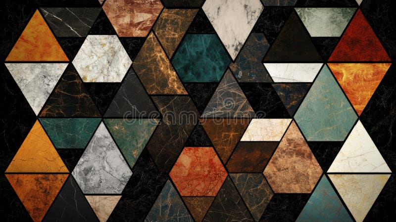 A Geometric Pattern of Triangles in Various Colors and Textures ...