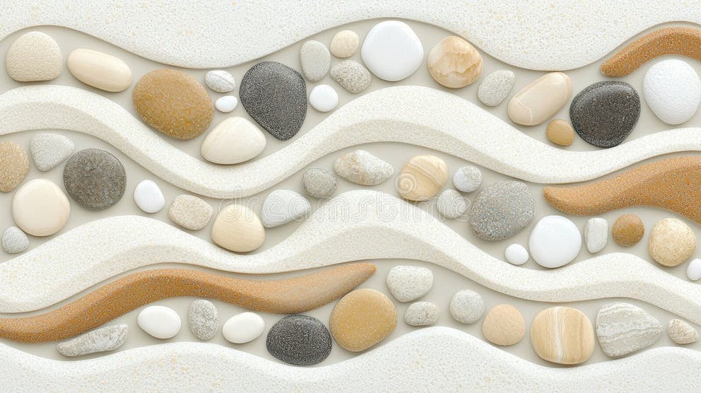 A Textured Background of White and Beige Pebbles and Stones Arranged in ...