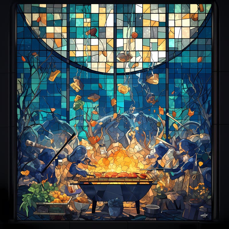 Interstellar Gathering - a Stained Glass Art Stock Illustration ...