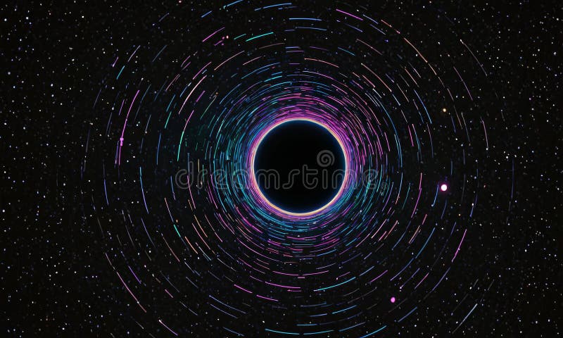 Black Hole with Glowing Ring Encircles Starry Night Sky, Creating ...