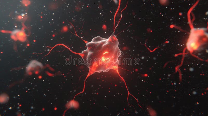 A Cluster of Red and Orange Particles, Resembling a Nebula, is ...