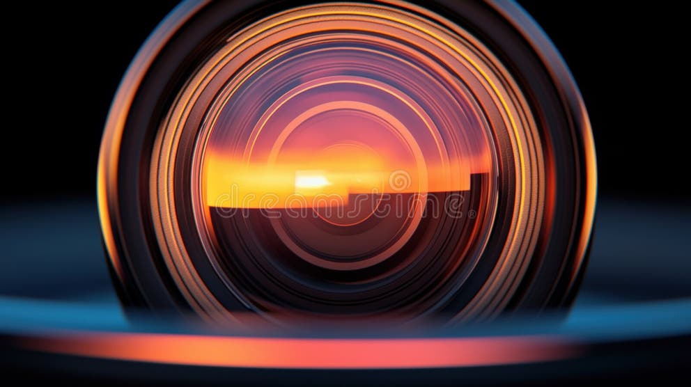 A Futuristic Lens with a Glowing Orange Light at Its Center. Stock ...