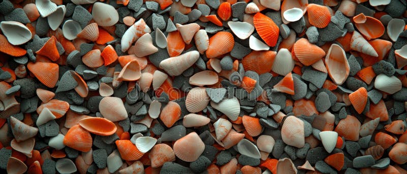 A Pile of Seashells in Various Shades of Orange, White, and Gray. Stock ...