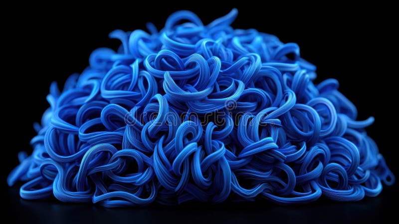 A Pile of Blue, Twisted, and Tangled Strands. Stock Photo - Image of ...