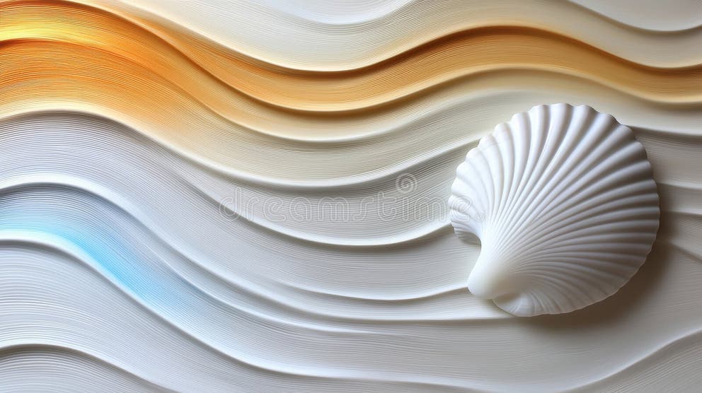 A White Seashell with a Spiral Pattern Rests on a Textured White ...