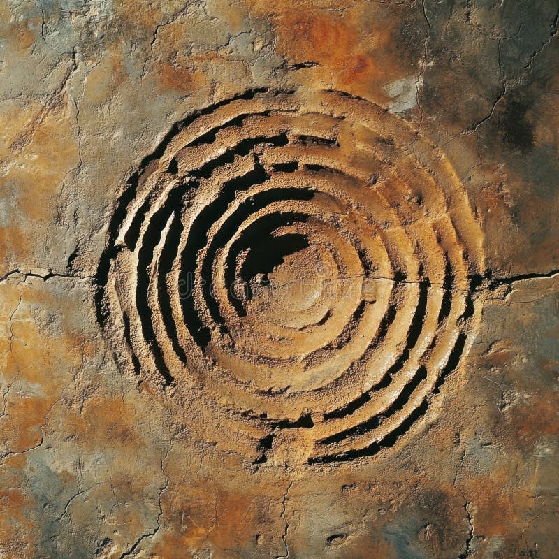 Ancient Artifact with Intricate Carvings and Concentric Circles Against ...