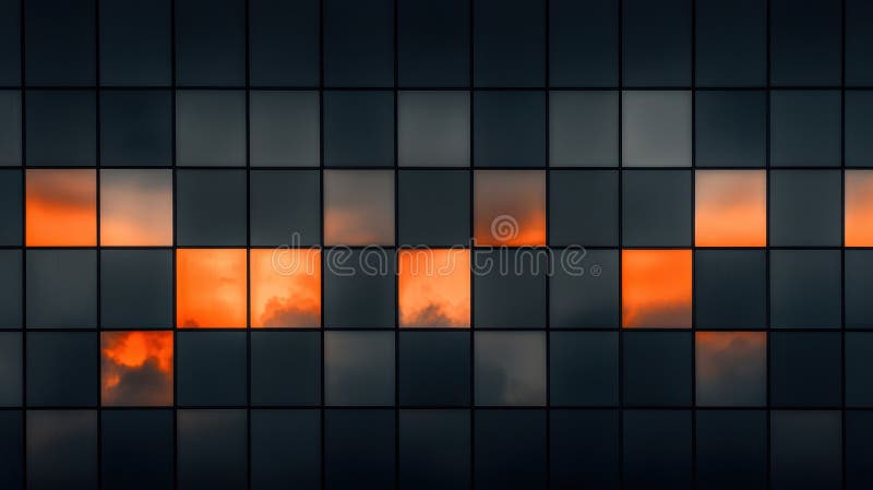 A Grid of Squares with Orange and Gray Squares. Stock Photo - Image of ...