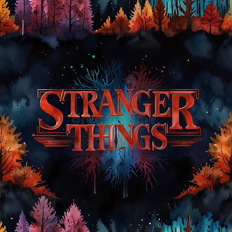Stranger Things Logo: Watercolor Forest Stock Illustration ...