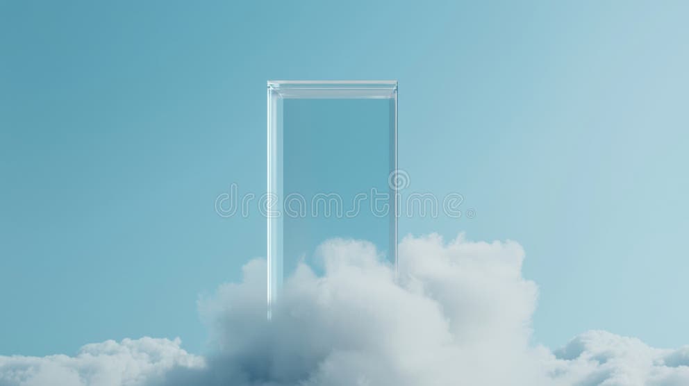 A Transparent Glass Structure Stands Amidst a Cloud-filled Sky. Stock ...