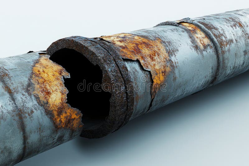 This Image Showcases a Rusty Pipe with Significant Wear and Tear. Its ...