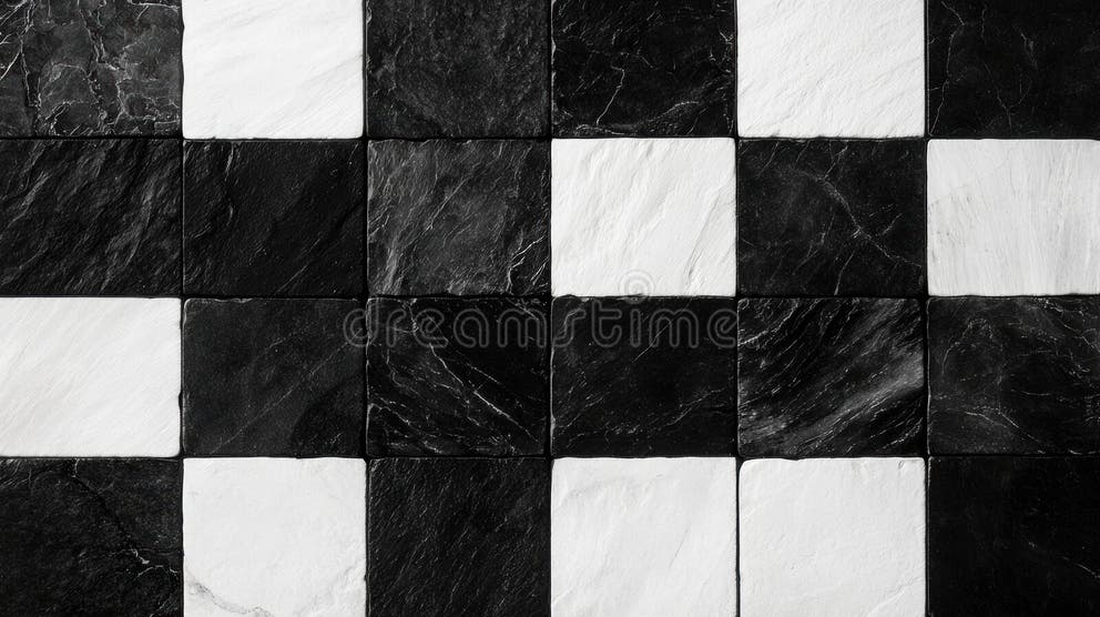 A Black and White Checkered Tile Pattern. Stock Image - Image of grid ...