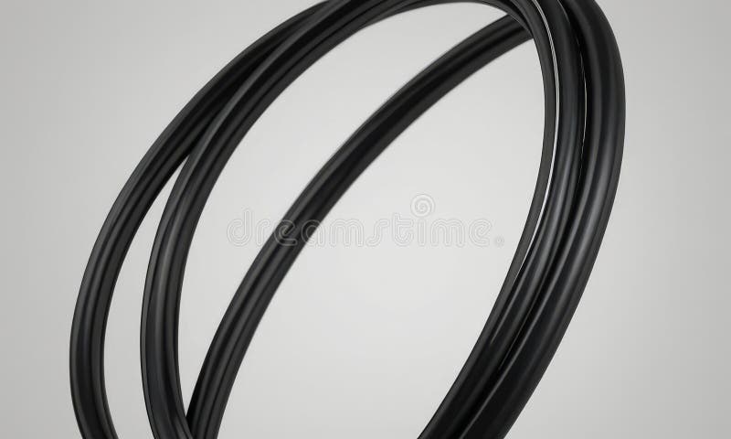 Black Wire Looped in Circular Pattern Against White Background. Stock ...