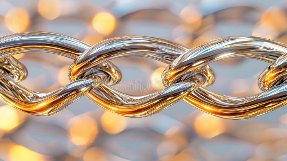 A Close-up View of a Shiny, Metallic Chain with Three Interlocking ...