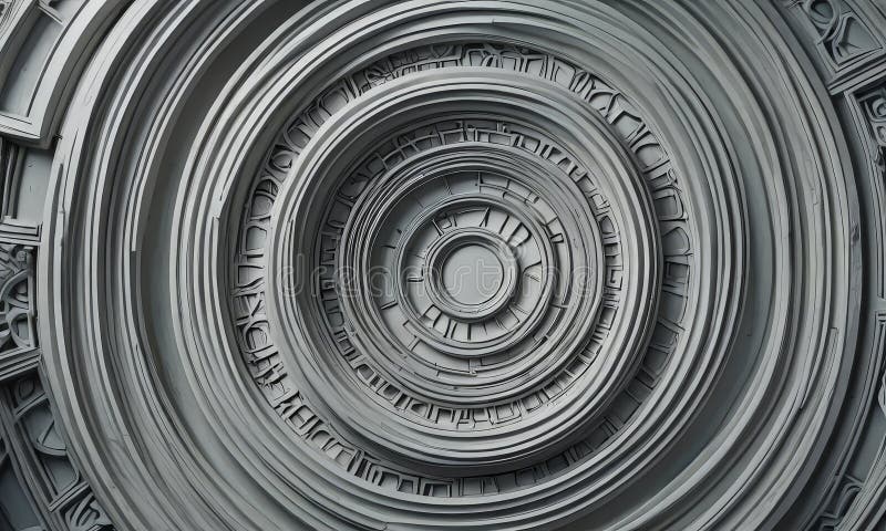 Close-up View Gray, Circular Pattern with Concentric Rings and Central ...