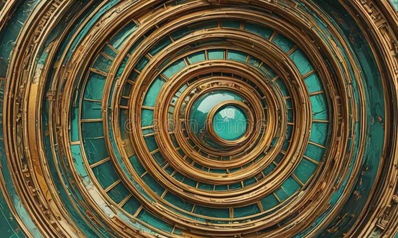 Close-up View Spiral Pattern with Central Blue-green Circle, Surrounded ...