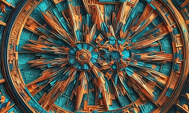 Close-up View Metallic Clock Face with Complex, Abstract Design in ...