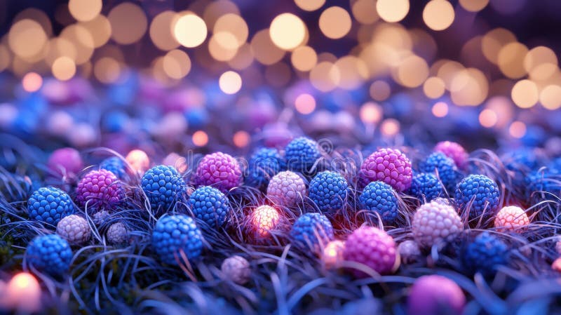 A Cluster of Small, Round, Blue and Pink Spheres Arranged in a Circular ...