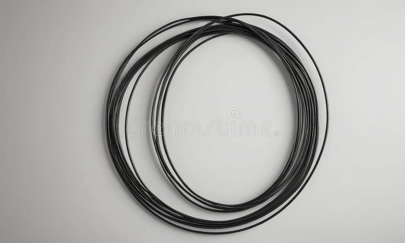 Black Wire Loop is Arranged in Circular Pattern Against White ...