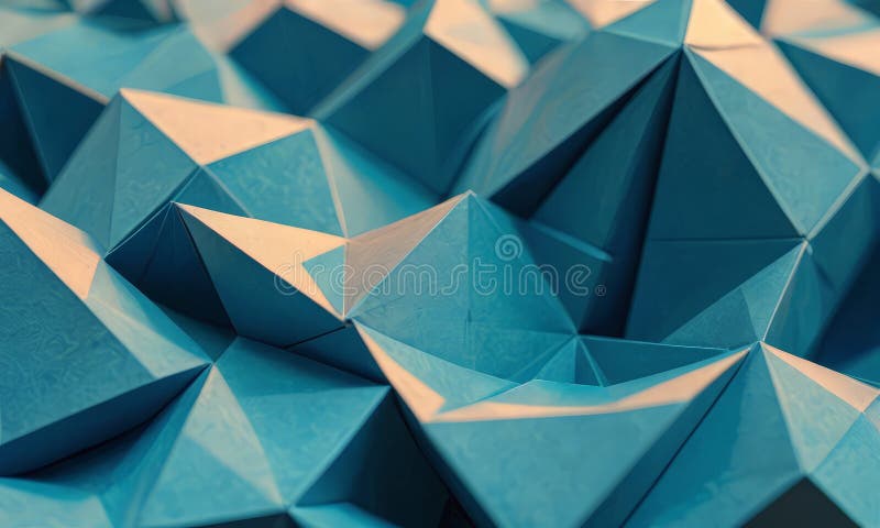 Close-up View Complex Origami Design, Featuring Multitude Blue and ...