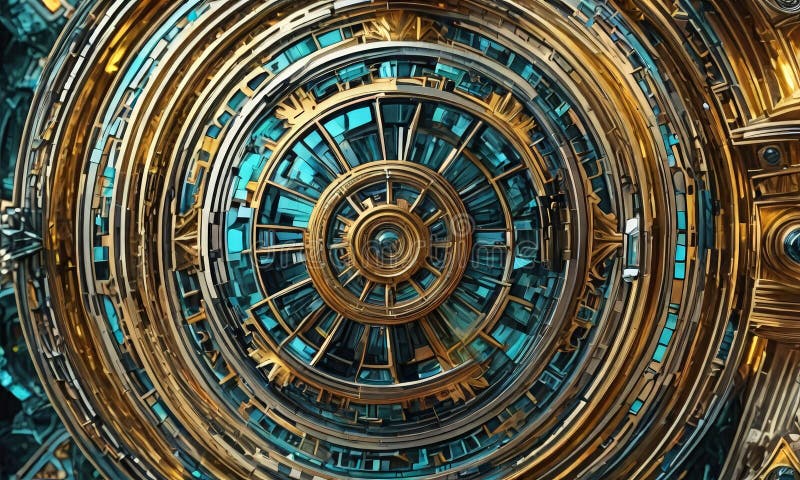 Close-up View Complex, Intricate Metal Structure with Circular Pattern ...