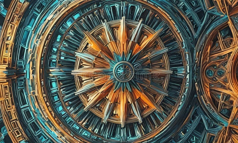 Close-up View Complex, Intricate Metal Structure with Central Design ...