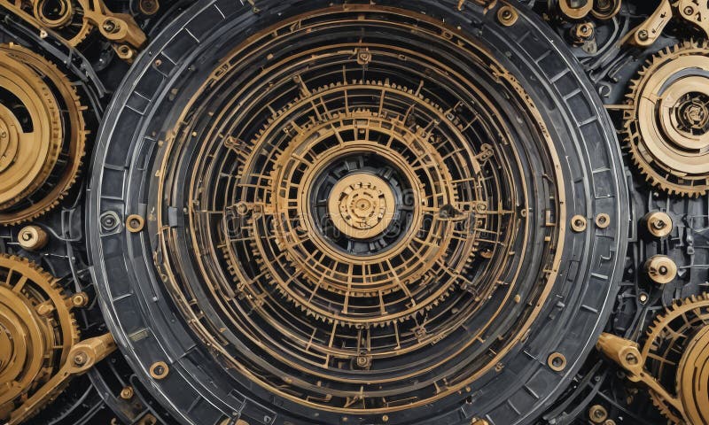 Complex Mechanical Structure with Intricate Gears and Cogs, Rendered in ...