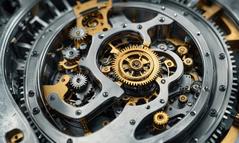 Close-up View Complex Mechanical Device, Featuring Metallic Structure ...