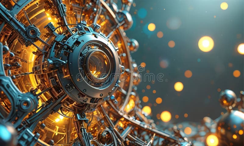 Close-up View Complex Mechanical Structure, Featuring Intricate Gears ...