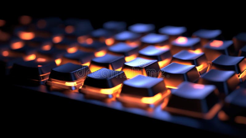 Illuminated Keyboard Glowing Orange Keys Dark Background Stock Photos ...