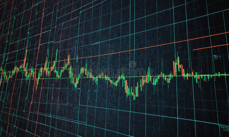 Close-up View Stock Market Graph Displays Downward Trend, with Line ...