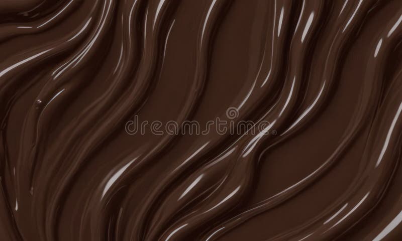Close-up View Dark Brown, Wavy Chocolate Surface, with Glossy Finish ...