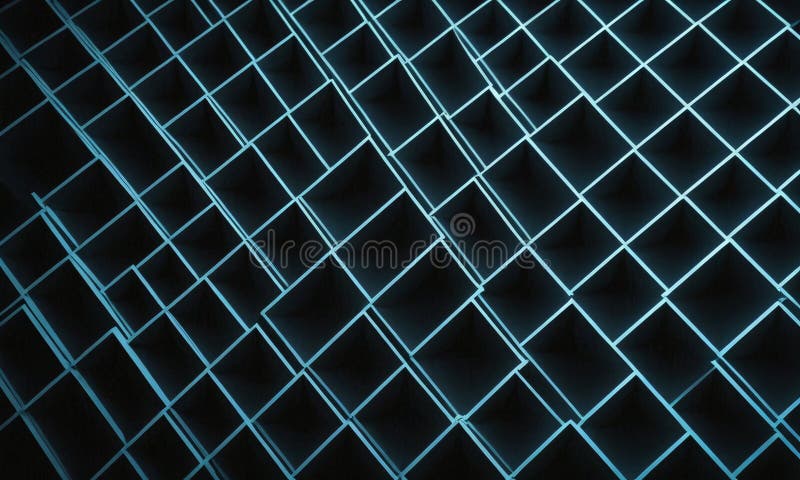 Close-up View Grid-like Pattern Dark Blue Squares, Creating Sense Depth ...