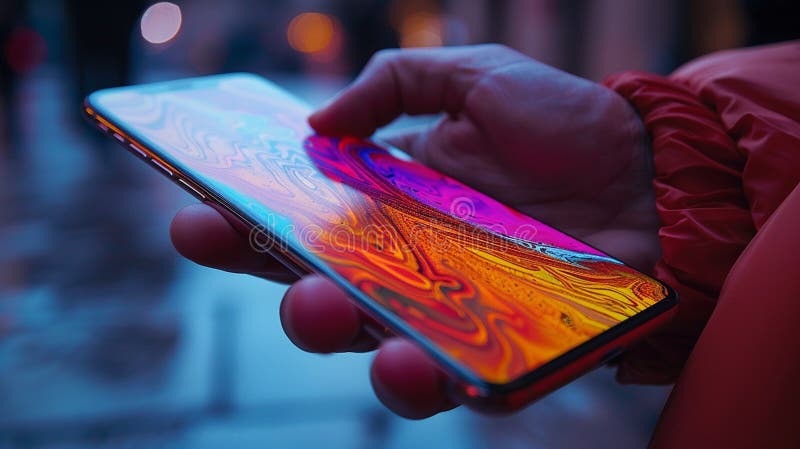 Close Up of Hand Holding Smartphone Stock Image - Image of device ...