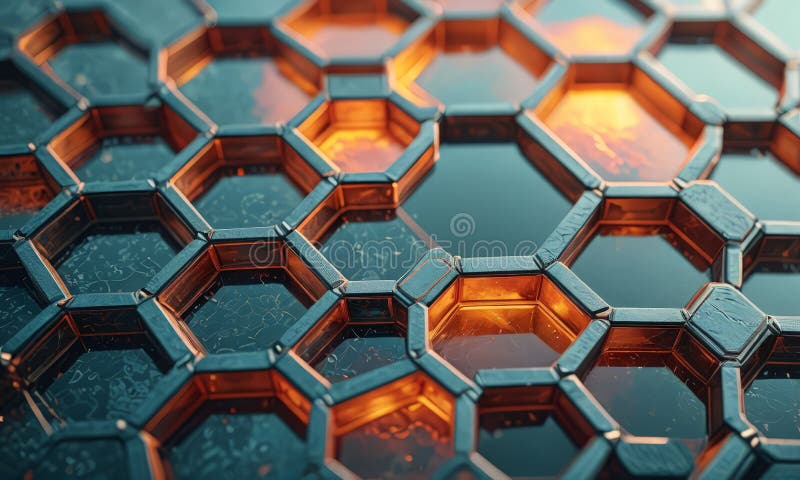 Close-up View Metallic Surface with Honeycomb-like Pattern, Featuring ...