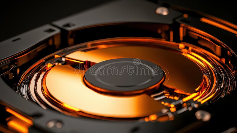 A Close-up View of a Metallic Disk with a Black Center, Illuminated by ...