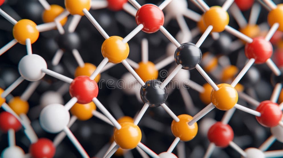 A 3D Model of a Molecular Structure, Composed of Spheres Connected by ...
