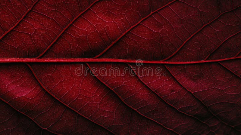 A Close-up View of a Deep Red Leaf with Intricate Vein Patterns. Stock ...